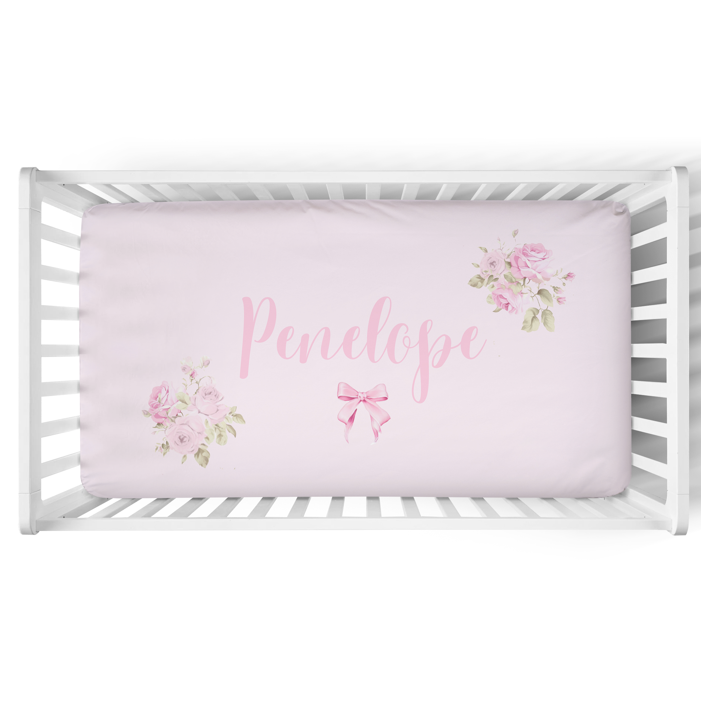 Floral Crib Sheet: Delicate Florals and Custom Name