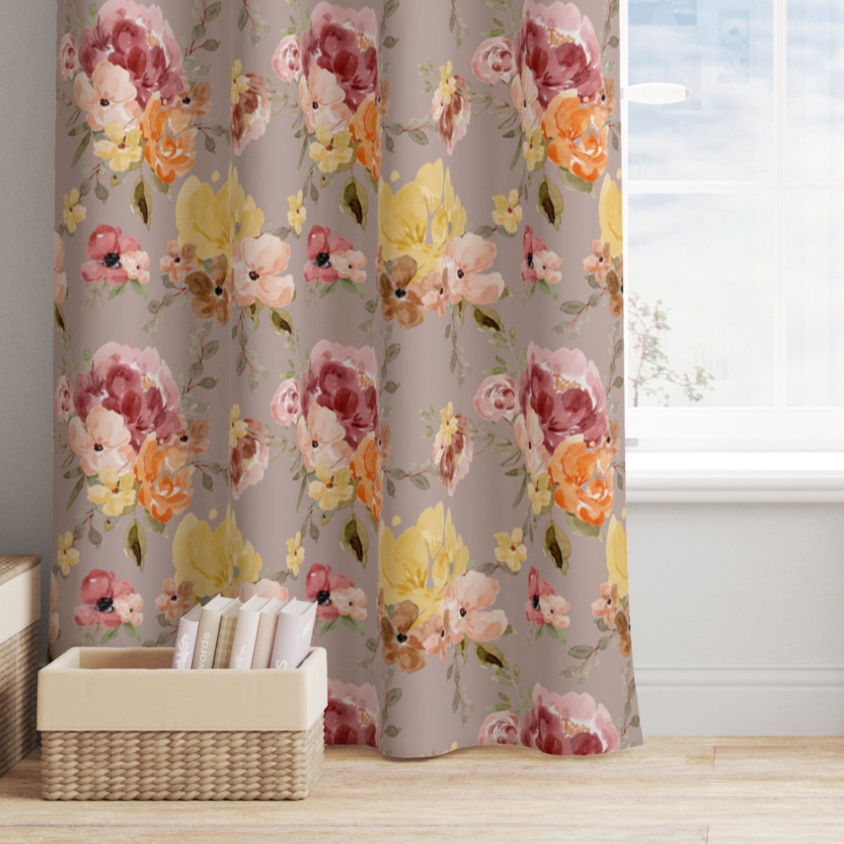 Highland Cow Wildflower Curtain Panel - Curtain Panels, Highland Cow ...