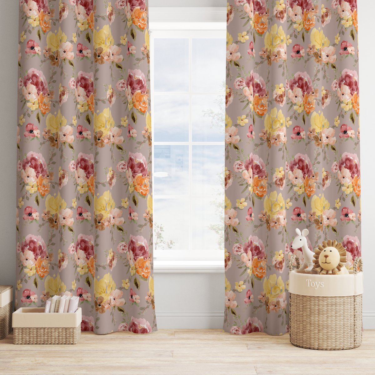 Highland Cow Wildflower Curtain Panel - Curtain Panels, Highland Cow ...