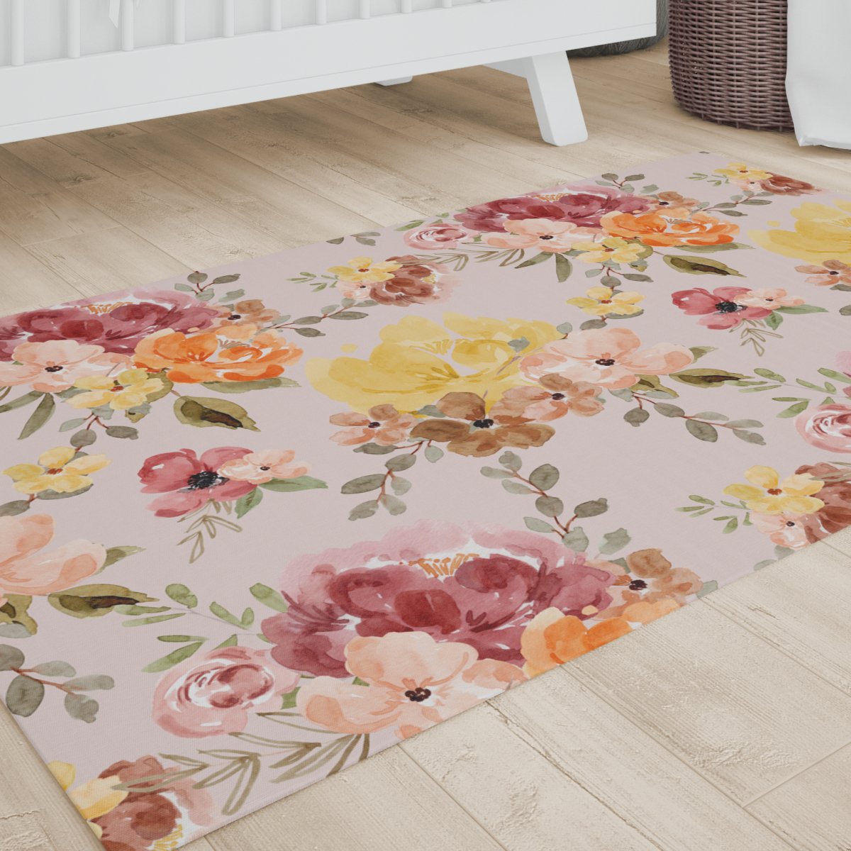 Highland Cow Wildflower Nursery Rug - Rugs, Highland Cow Wildflower ...
