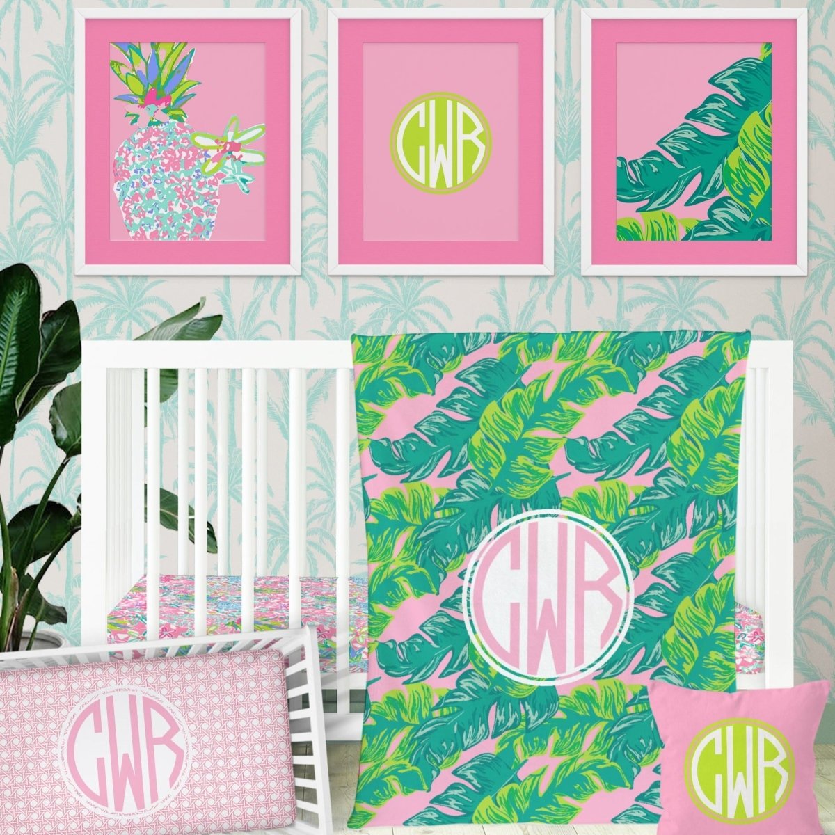 Preppy Bedding for your Tropical Girl Nursery | Monogrammed – Modified Tot